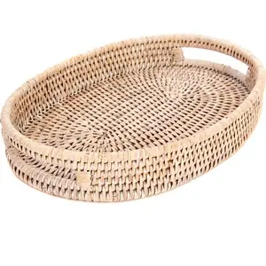 ARTIFACTS TRADING COMPANY™ Artifacts Rattan Oval Vanity Tray - White Wash