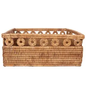 ARTIFACTS TRADING COMPANY™ Artifacts Rattan Inna Design Rectangle Basket With Cutout Handles - Honey Brown