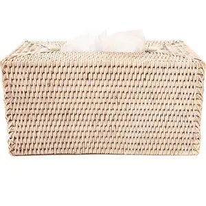 ARTIFACTS TRADING COMPANY™ Artifacts Rattan Rectangular Tissue Box Cover - White Wash