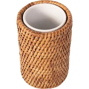 ARTIFACTS TRADING COMPANY™ Artifacts Rattan Rattan Round Tumbler With Ceramic Insert - Honey Brown