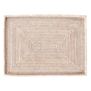 ARTIFACTS TRADING COMPANY™ Artifacts Rattan Rectangular Flat Tray - White Wash