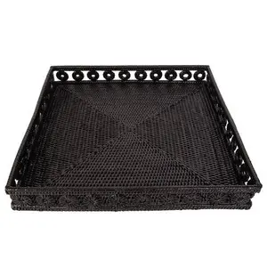 ARTIFACTS TRADING COMPANY™ Artifacts Rattan Inna Design Square Tray - Tudor Black