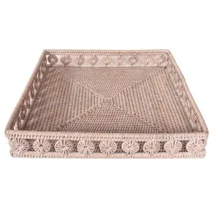 ARTIFACTS TRADING COMPANY™ Artifacts Rattan Inna Design Square Tray - White Wash