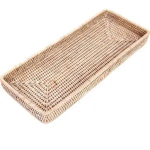 ARTIFACTS TRADING COMPANY™ Artifacts Rattan Rectangular Vanity Tray - White Wash