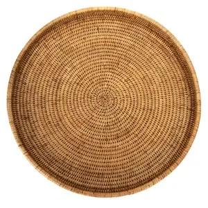 ARTIFACTS TRADING COMPANY™ Artifacts Rattan Round Serving / Ottoman Tray - Honey Brown