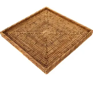 ARTIFACTS TRADING COMPANY™ Artifacts Rattan Square Flat Tray - Honey Brown
