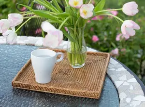 ARTIFACTS TRADING COMPANY™ Artifacts Rattan Square Flat Tray - Honey Brown