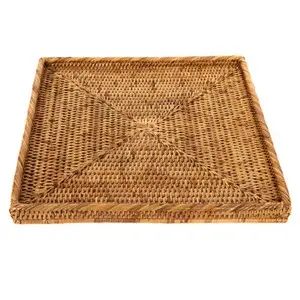ARTIFACTS TRADING COMPANY™ Artifacts Rattan Square Flat Tray - Honey Brown