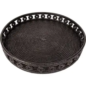 ARTIFACTS TRADING COMPANY™ Artifacts Rattan Inna Design Round Tray - Tudor Black