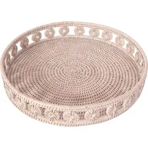 ARTIFACTS TRADING COMPANY™ Artifacts Rattan Inna Design Round Tray - White Wash