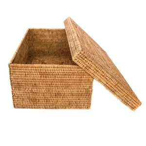 ARTIFACTS TRADING COMPANY™ Artifacts Rattan Rectangular Storage Box With Lid - Honey Brown