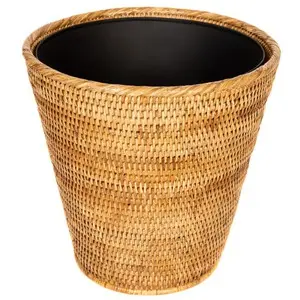 ARTIFACTS TRADING COMPANY™ Artifacts Rattan Round Tapered Waste Basket With Metal Liner - Honey Brown