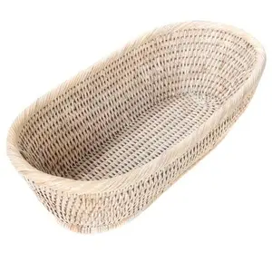 ARTIFACTS TRADING COMPANY™ Artifacts Rattan Oval Bread Basket - White Wash