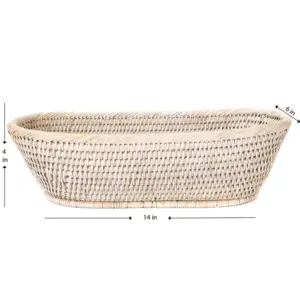 ARTIFACTS TRADING COMPANY™ Artifacts Rattan Oval Bread Basket - White Wash