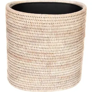 ARTIFACTS TRADING COMPANY™ Artifacts Rattan Oval Waste Basket With Metal Liner - White Wash