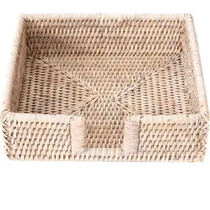 ARTIFACTS TRADING COMPANY™ Artifacts Rattan Luncheon Napkin Holder With Cutout - White Wash