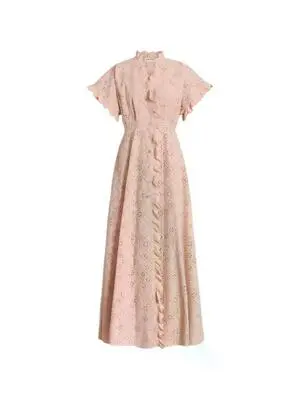Alberta Ferretti Ruffled Openwork Dress - Pink