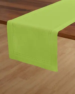 SOLINO HOME Linen Table Runnerlinen Double Hemstitch Lime Green
