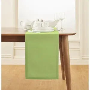 SOLINO HOME Cotton Linen Table Runnerdru Apple Green