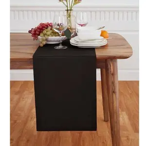 SOLINO HOME Cotton Linen Table Runnerdru - Black