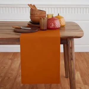 Solino Home Cotton Linen Plain Table Runner For Dining Table Cinnamon