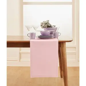 Solino Home Cotton Linen Plain Table Runnerdru Pink