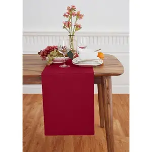 Solino Home Cotton Plain Table Runner For Dining Table - Red
