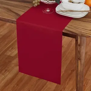 Solino Home Cotton Plain Table Runner For Dining Table - Red