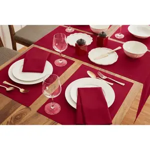 Solino Home Cotton Plain Table Runner For Dining Table - Red