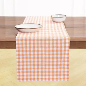 SOLINO HOME Linen Table Runnergingham Check - Apricot