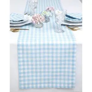 SOLINO HOME Linen Table Runnergingham Check - Blue Bell