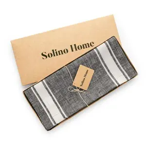 SOLINO HOME Linen Table Runnercountry Stripe - Black