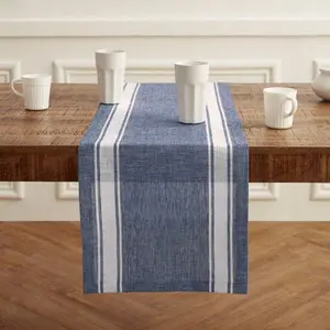 Solino Home Linen Table Runner For Dining Table Blue