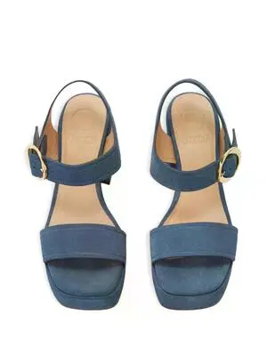 ODISSI Suede Sandals With Buckled Ankle Strap - Blue