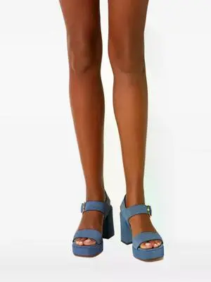 ODISSI Suede Sandals With Buckled Ankle Strap - Blue