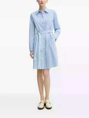 MARC AUREL Striped Belted Mini Shirt Dress
