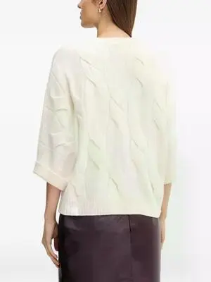 BENETTON Cable-knit Crew-neck Sweater - White