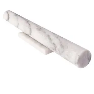 ARTIFACTS TRADING COMPANY™ Artifacts Trading Company 12" Straight Rolling Pin With Marble Stand - White Matte
