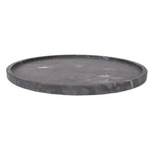 ARTIFACTS TRADING COMPANY™ Artifacts Trading Company Decorative Round Marble Tray - Black Matte