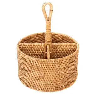 ARTIFACTS TRADING COMPANY™ Artifacts Rattan Round 4 Section Caddy/cutlery Holder - Honey Brown