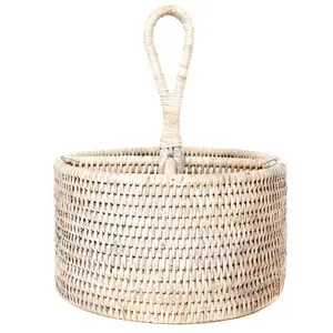 ARTIFACTS TRADING COMPANY™ Artifacts Rattan Round 4 Section Caddy/cutlery Holder - White Wash