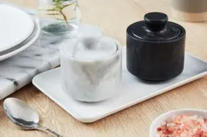 ARTIFACTS TRADING COMPANY™ Artifacts Trading Company Marble Salt Cellar With Lid - White Matte