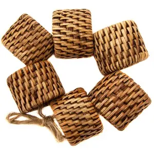 ARTIFACTS TRADING COMPANY™ Artifacts Rattan Oval Napkin Rings6 Piece Set - Honey Brown