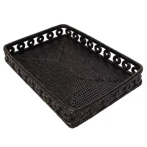 ARTIFACTS TRADING COMPANY™ Artifacts Rattan Inna Design Rectangular Tray Tudor Black
