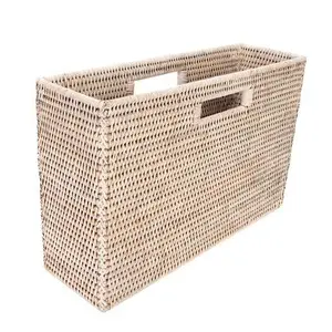 ARTIFACTS TRADING COMPANY™ Artifacts Rattan Rectangular Magazine Holder - White Wash