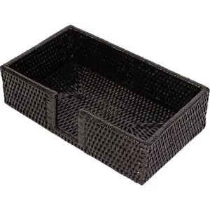 ARTIFACTS TRADING COMPANY™ Artifacts Rattan Guest Towelrectangular Napkin Holder With Cutout - Tudor Black