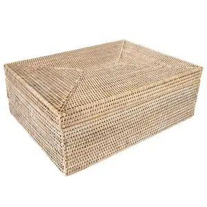 ARTIFACTS TRADING COMPANY™ Artifacts Rattan Storage Box With Lidflat Legal File Organizer - White Wash