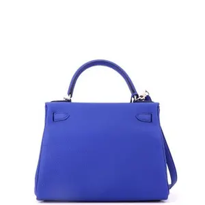 Hermès Kelly Handbag Togo With Palladium Hardware 28 - Blue