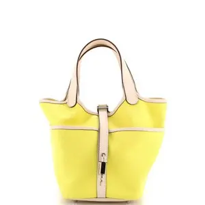 Hermès Cargo Picotin Lock Bag Canvas And Swift Pm - Yellow
