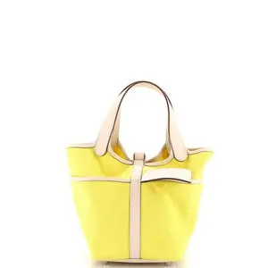 Hermès Cargo Picotin Lock Bag Canvas And Swift Pm - Yellow